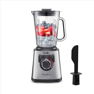 Moulinex PerfectMix+ Blender haute vitesse, 1200 W, Bol en verre de 2 L, 3 programmes automatiques LM811D10, Argent&eacute;/Noir