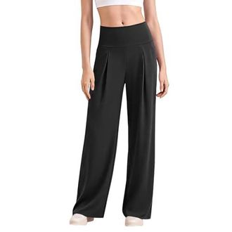 Generic Pantalon de yoga ample taille haute pour femme - Pantalon de yoga &agrave; jambes larges pour femme, d&eacute;contract&eacute;, extensible, travail, gym, jogging, pantalon