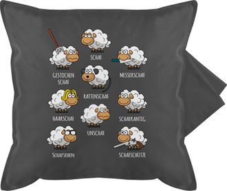 Shirtracer Kissenbezug - Kissen - Schafe Schäfchen Schäfer Schaf Sheep Schafbauer Lustig Witzig - 50 x 50 cm - Grau - mit Motiv schafen schafmotiv unschaf kusche