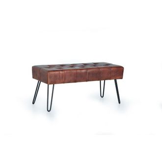 D&eacute;coration d'Autrefois Decoration D Autrefois - Banc en cuir et pieds en m&eacute;tal