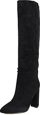 Queen Helena K2010 K2010 Bottes hautes au niveau du genou à bout pointu élégantes à talons simples confortables sans fermeture, K2028 Noir, 41 EU