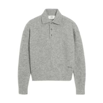 Ami Alpaka Langarm-Polohemd - - Knitwear - Herren - Grau - XS