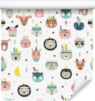 OEM Carta Da Parati Con Animali, Cani E Stelle Per Soggiorno E Camera Da Letto, 50x1000 Cm