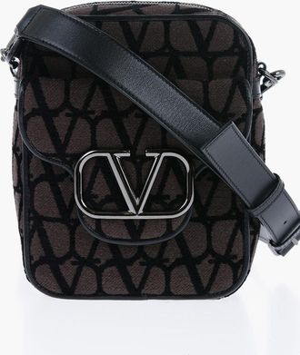 Valentino Monogrammed Jacquard Purse with Leather Shoulder Strap Valentino