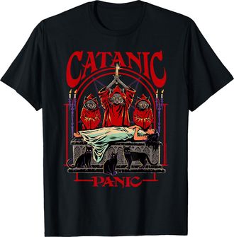 Steven Rhodes Catanic Panic Satanic Cat Retro Vintage Funny Adult Humor T-Shirt