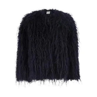 Forte_Forte Femme, Vestes, Bleu, Taille: 36 FR Veste en Shearling Col Rond