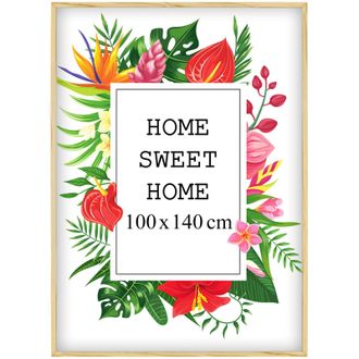 MG Design Natural Bilderrahmen 100 x 140 cm - Aus echtem Holz mit Acrylglas, zum Aufhängen & Aufstellen, für Fotos, Poster & Puzzle