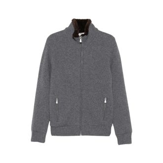 Barba Gerippter Rei&szlig;verschluss-Strickjacke - - Knitwear - Herren - Grau - L