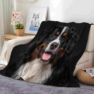 Generic Berner Sennenhund-Porträt Schwarz Kuscheldecke Schwarz 130x150 cm Flauschig Decke Fleecedecke, Sofa Überwurfdecke, Wohndecke Warm Weich Sherpa Wolldec