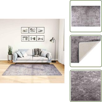 vidaXL Vidaxl - Teppich Waschbar Grau 120x180 cm Rutschfest - Samt Teppich - Wohnzimmer Teppich - Flur Teppich - Grauer Teppich - Digital Bedruckter Teppich