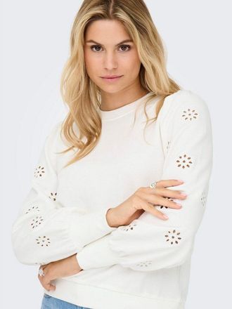 Only Sweatshirt ONLFEMME L/S PUFF EMBROIDERY UB SWT mit Puff&auml;rmeln mit wundersch&ouml;ner Lochstickerei