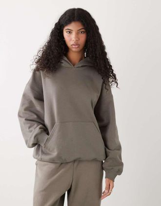 Weekday Oversize-Kapuzenpullover in Mittelgrau, Kombiteil