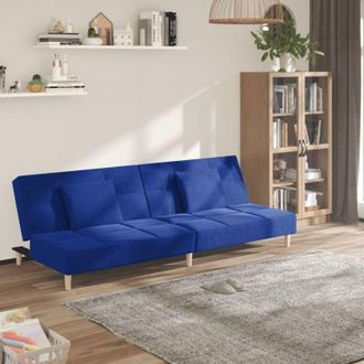 vidaXL Schlafsofa 2-Sitzer mit 2 Kissen Blau Stoff Vidaxl