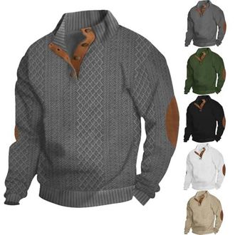 Generic Pull d&eacute;contract&eacute; &agrave; manches longues en cachemire pour homme, col montant d&eacute;contract&eacute; &agrave; manches longues et col montant, gris fonc&eacute;, 3XL