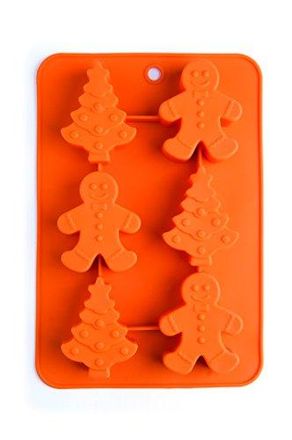 Excelsa Kuchenform aus Silikon, Baum/Lebkuchenmann von Ingwer, Rot