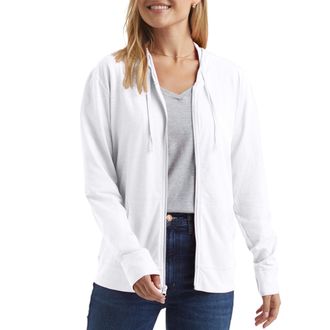 Hanes Damen Jersey Full Zip Hoodie - Weiß - XX-Large