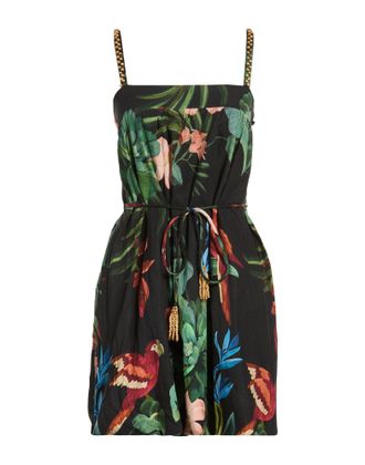 Farm Rio MIDNIGHT MACAW FIESTA BLACK SLEEVELESS MINI DRESS