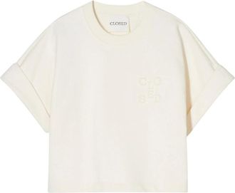 Closed Femme, Sweatshirts et sweats &agrave; capuche, Beige, Taille: 38 FR T-shirt court en bouclette