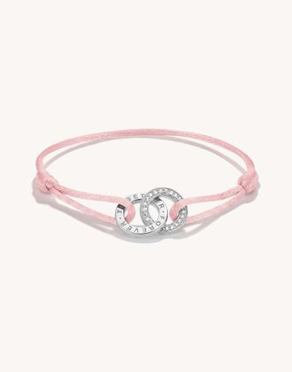 Thomas Sabo bracelet textile rose avec zirconias blanches en argent, blanc, rose-Argent&eacute;