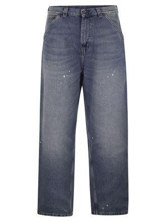 Carhartt Work in Progress Jean Carpenter d&eacute;contract&eacute; &agrave; double genou en denim d&eacute;lav&eacute;