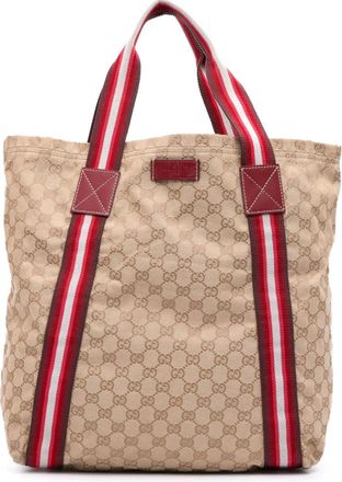 Gucci sac à main en toile GG à bande Web (2016-2025) - Marron