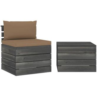 vidaXL 2-tlg. Garten-Sofagarnitur aus Paletten mit Kissen Kiefernholz vidaXL