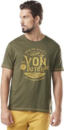 Von Dutch Tee Shirt Homme Prest, T Shirt Homme, 100% Coton, Vert, Jaune, Taille 3XL