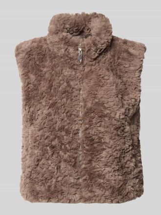 Monari Regular Fit Weste aus Kunstfell mit Stehkragen