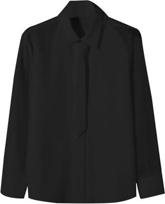 Generic Chemisier pour homme UK habill&eacute; avec revers &agrave; nouer en maille patchwork chemises &agrave; manches longues basique uni haut daffaires doux et confortable chem