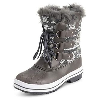 Polar Femmes Mid Rembourrée Thermique Semelle En Caoutchouc Imperméable Lhiver Neige Fausse Fourrure Bottes - Gris Carde - UK3/EU36 - YC0634