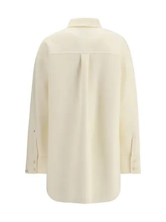 Max Mara Womens Oversized Riber Wool Shirt Latte