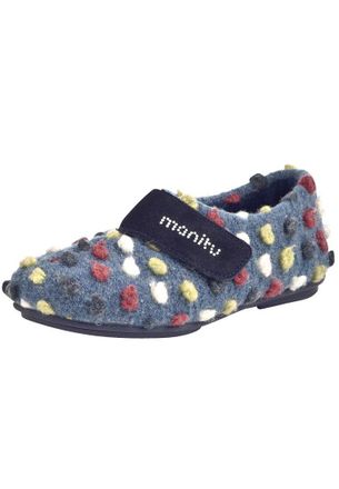 Manitu Home 340149, Damen Flache Hausschuhe - Blau (blau/bunt), 41 EU (7.5 Damen UK)