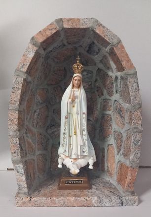 Generico ArteSacraCaravaggio H&ouml;hle mit Statue der Madonna von Fatima, aus Granit, 37 x 26 cm, komplett handgefertigt, italienische Produktion