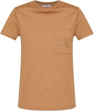Max Mara Femme, Tops, Brun, Taille: 36 FR T-shirt en coton avec poche orn&eacute;e