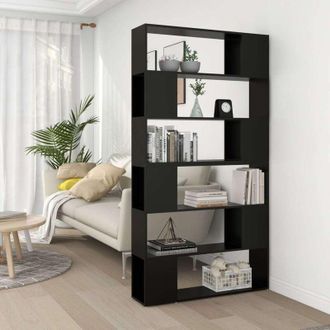 vidaXL Vidaxl - Divisant avec librairie &eacute;l&eacute;gante et classique Design 6 &eacute;tag&egrave;res diff&eacute;rentes couleurs Couleur : Noir