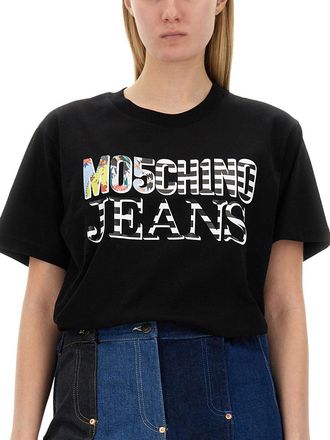 Moschino Logo-Embellished T-Shirt - Black