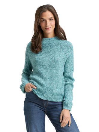 Tom Tailor Damen 1049166 Loose Fit Strickpullover Mit Wollanteil, 39238 - Teal White Mouline, M EU