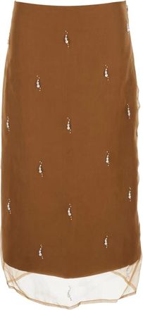 R&oacute;he Femme, Jupes, Brun, Taille: 38 FR Jupe en organza orn&eacute;e de perles