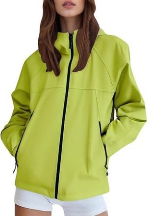 Generic Veste de pluie pour femme, coupe ample, l&eacute;g&egrave;re, doubl&eacute;e, coupe-vent, avec capuche, 2026, Vert, 4XL