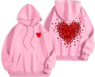 Generic Sweat &agrave; capuche &agrave; manches longues pour la Saint-Valentin 2026 pour femmes (4), rose, XXL