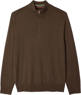 Paul Smith pull &agrave; col zipp&eacute; - Marron