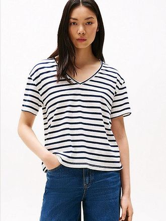 Tommy Hilfiger T-shirt décontracté en lin mélangé col en V