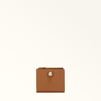 Furla Sfera Kompaktes Portemonnaie Brandy Braun Weiches Kalbsleder Damen