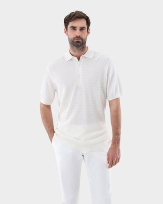 van Laack Strick-Poloshirt mit Signature Jacquard Muster