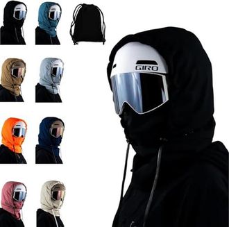 Generic Cagoule imperm&eacute;able doubl&eacute;e en polaire, cagoule de ski, couvre-casque de ski chaud dhiver avec cordon de serrage, Noir, Taille unique