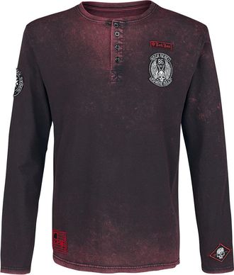 Rock Rebel by EMP Herren schwarz-rotes Langarmshirt mit Print XXL