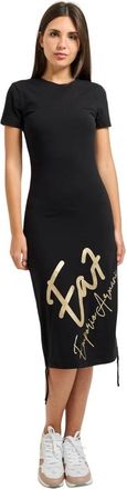 Emporio Armani Femme, Robes, Noir, Taille: 36 FR Robe Midi Ras du Cou