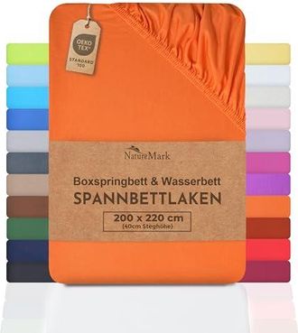 NatureMark Drap-housse basique pour lit &agrave; sommier tapissier et lit &agrave; eau 200 x 220 cm - Hauteur 40 cm - 200 x 220 cm - 100 % coton, terre cuite