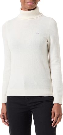 GANT Damen Extrafine Lambswool Rollneck Pullover, Cream, Large
