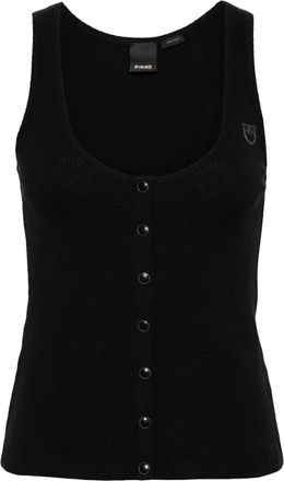 Pinko Damen Dogville Tanktop aus leichtem Rippstrick Tr&auml;gershirt/Cami Shirt, Z99_Schwarz Limousine, Small
